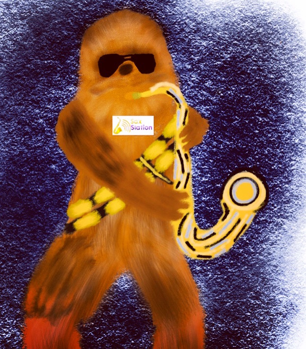 Chewbacca Playing Saxophone! (Drawing)