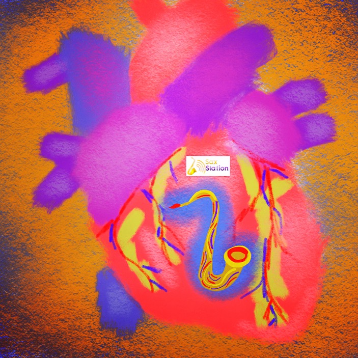Saxophone Heart Drawing