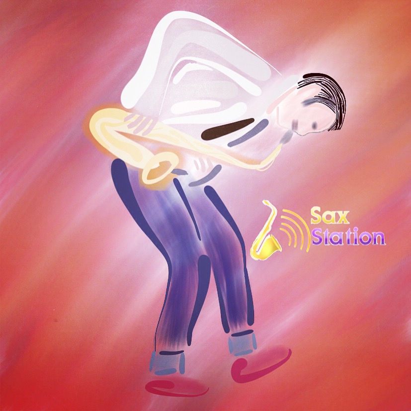 Drawing of Eddie Barbash Playing Alto Sax