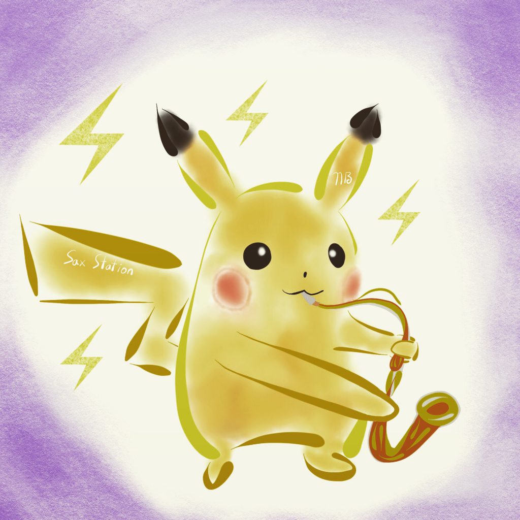 Pikachu Playing Saxophone! Drawing - SaxStation