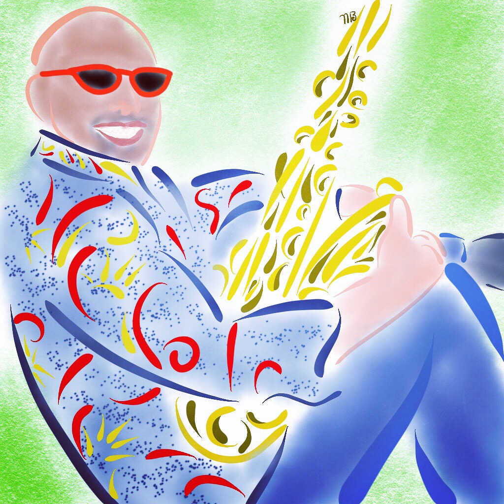 Alan Darcy on Tenor Saxophone (Drawing)